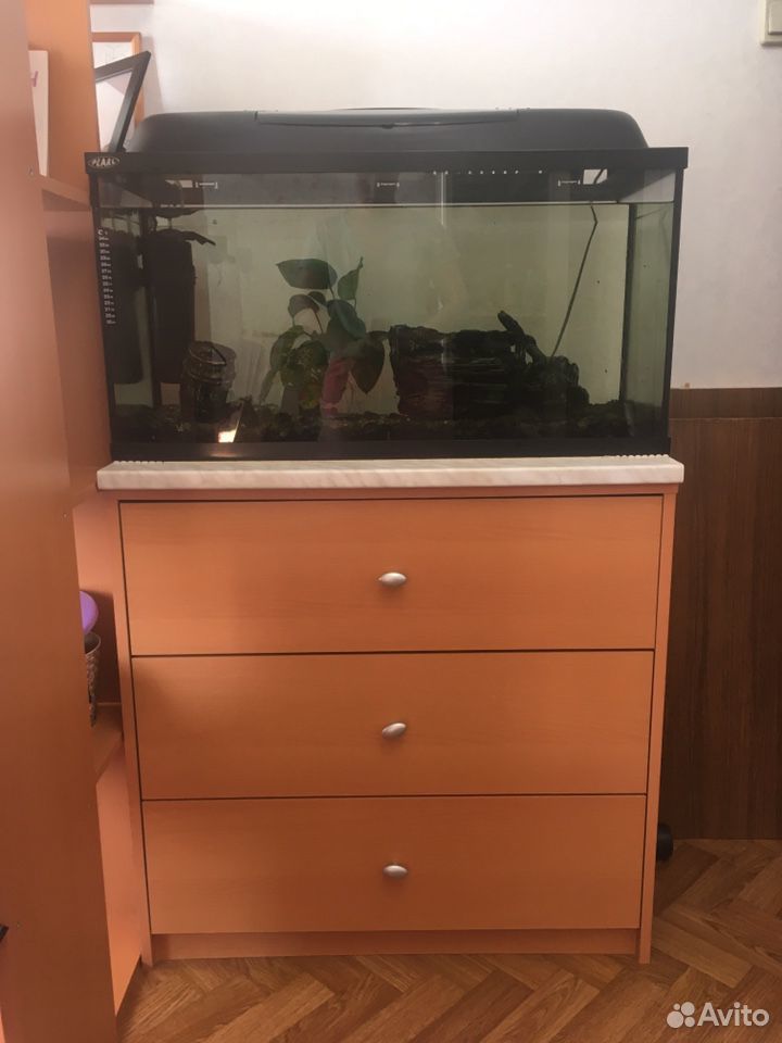 Аквариум pearl 120 л и комод IKEA